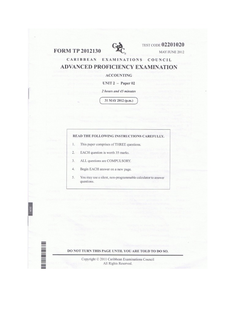 CAPE 2012 (Unit 2) | PDF