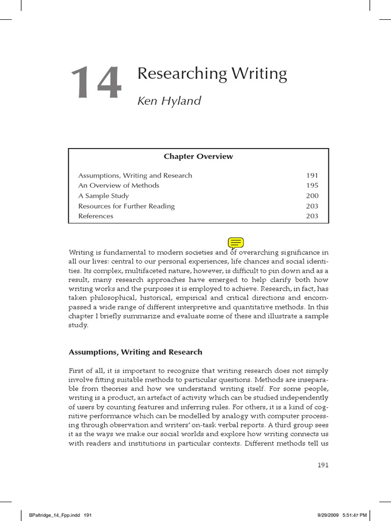 Introduction to Writing Research Methods | PDF | Self Report Study ...