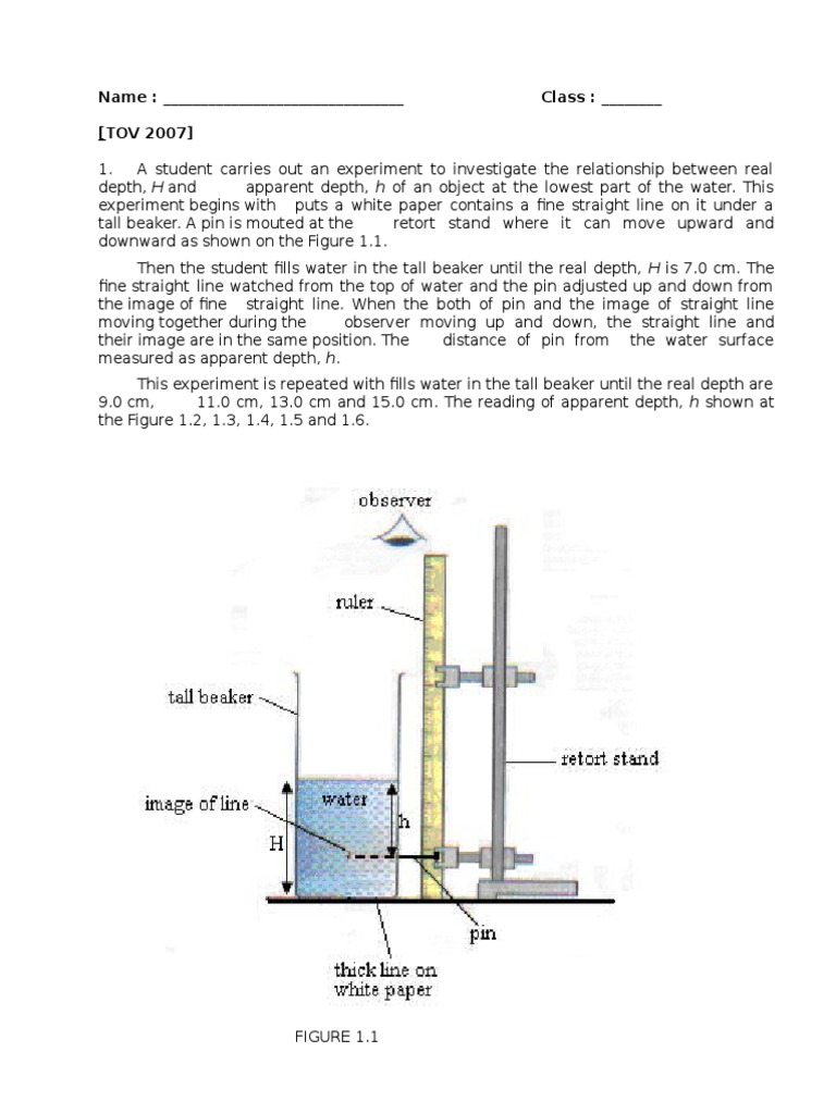 Real Depth Apparent Depth | PDF | Lens (Optics) | Voltage