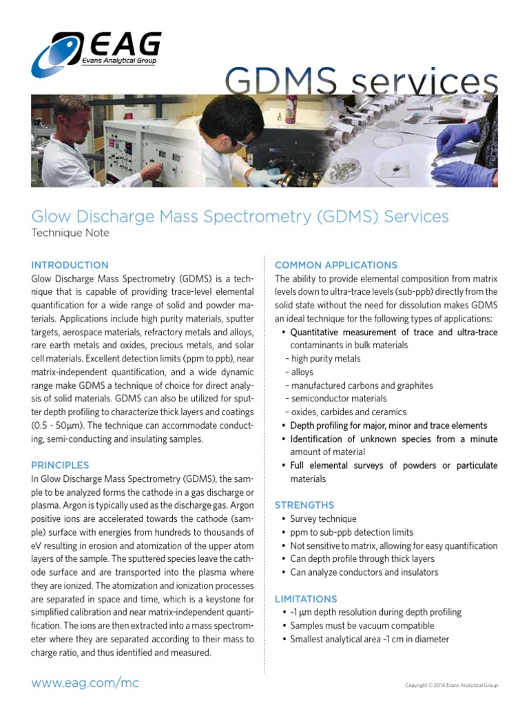 Glow Discharge Mass Spectrometry Gdms Services TN102 | PDF | Mass ...