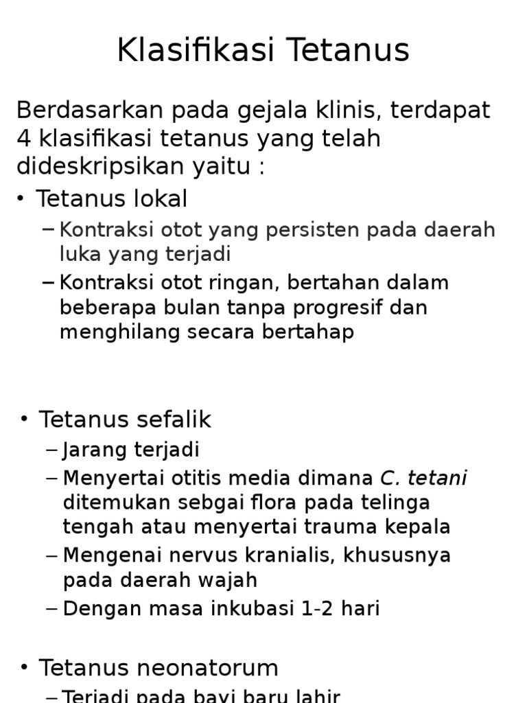 Klasifikasi Tetanus | PDF