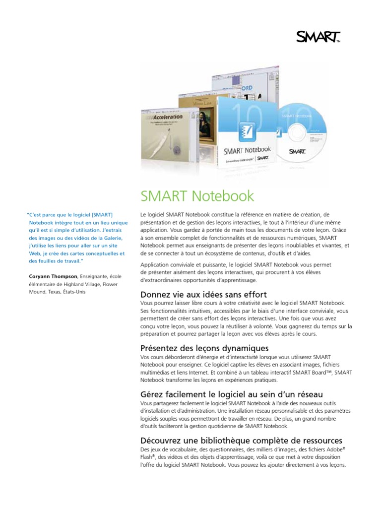 Factsheet SMART Notebook 10 FR | PDF