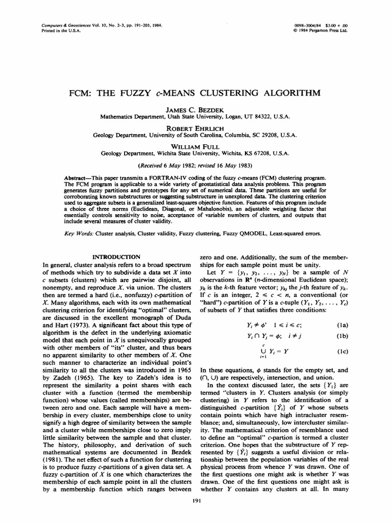 FCM - The Fuzzy C-Means Clustering Algorithm | PDF | Cluster Analysis ...