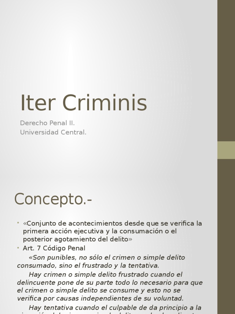 Fases del Iter Criminis en Derecho Penal | PDF | Delito | Derecho penal
