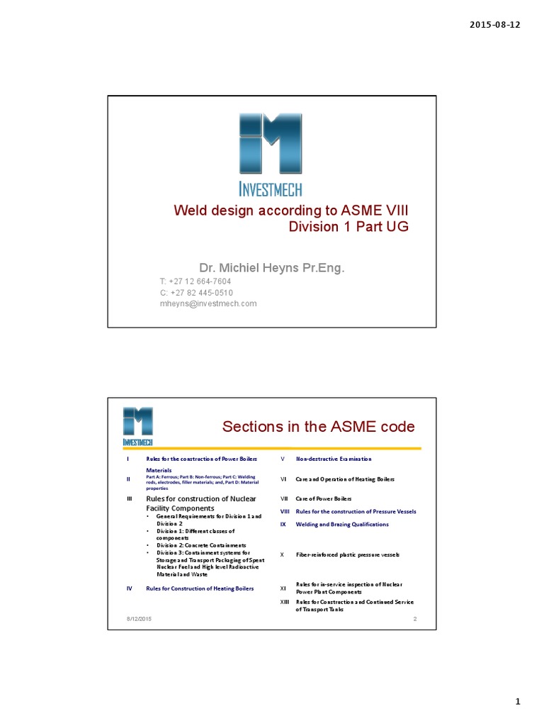 ASME VIII Division 1: Part UG Overview | PDF | Stress (Mechanics) | Steel