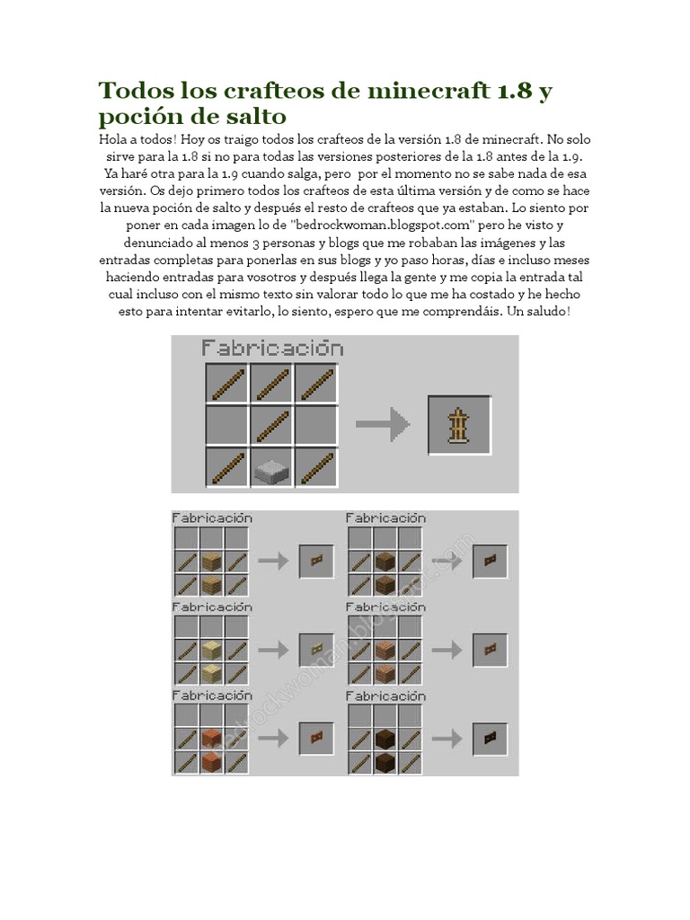 Todos Los Crafteos de Minecraft 1 | PDF