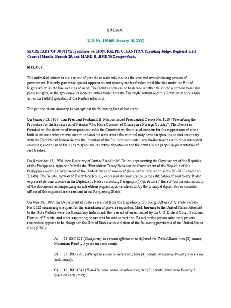 Extradition Cases | PDF | Extradition | Due Process Clause