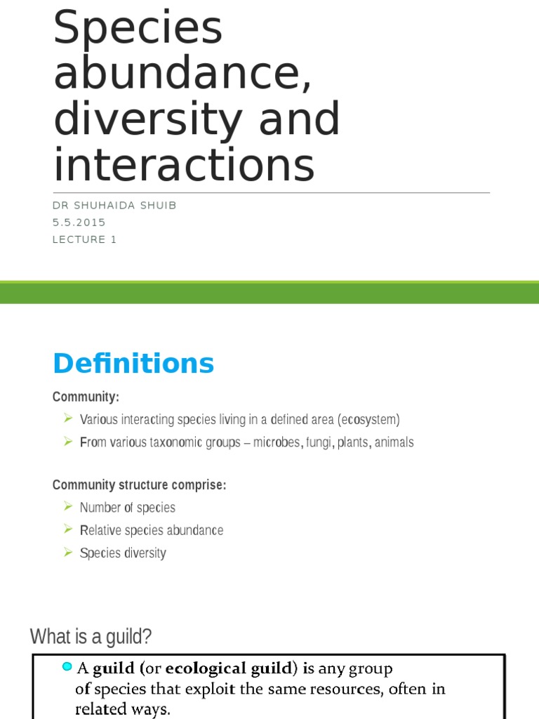 Species Abundance, Diversity and Interactions | PDF | Disturbance ...