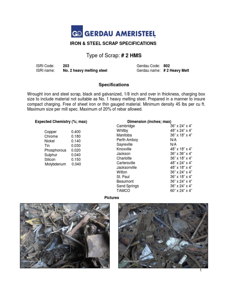 No. 2 HMS Scrap Specifications | PDF