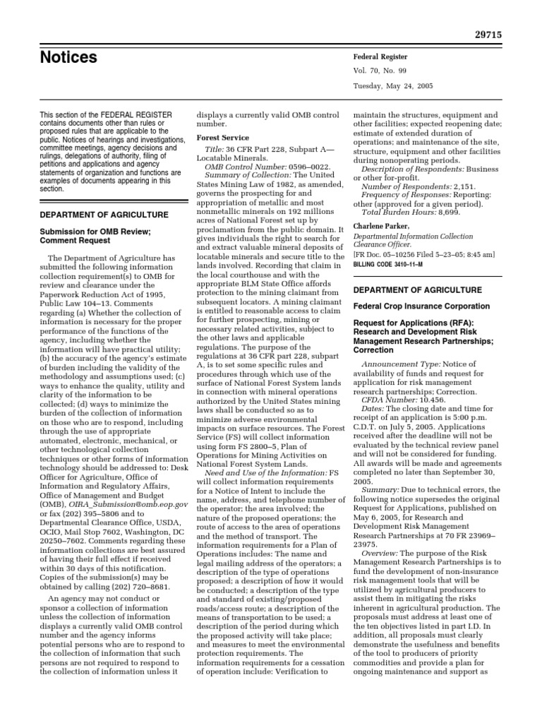 Notice: Grants and Cooperative Agreements Availability, Etc.: Risk Management Research ...