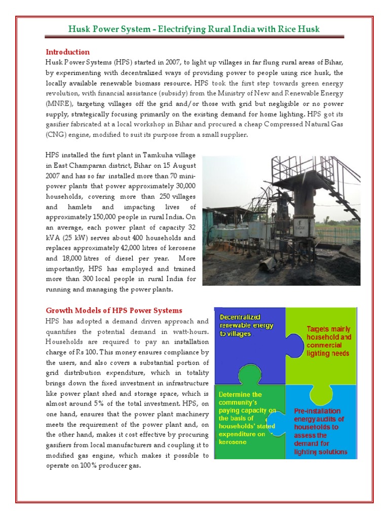 Case Study Husk Power | PDF | Watt | Electric Power