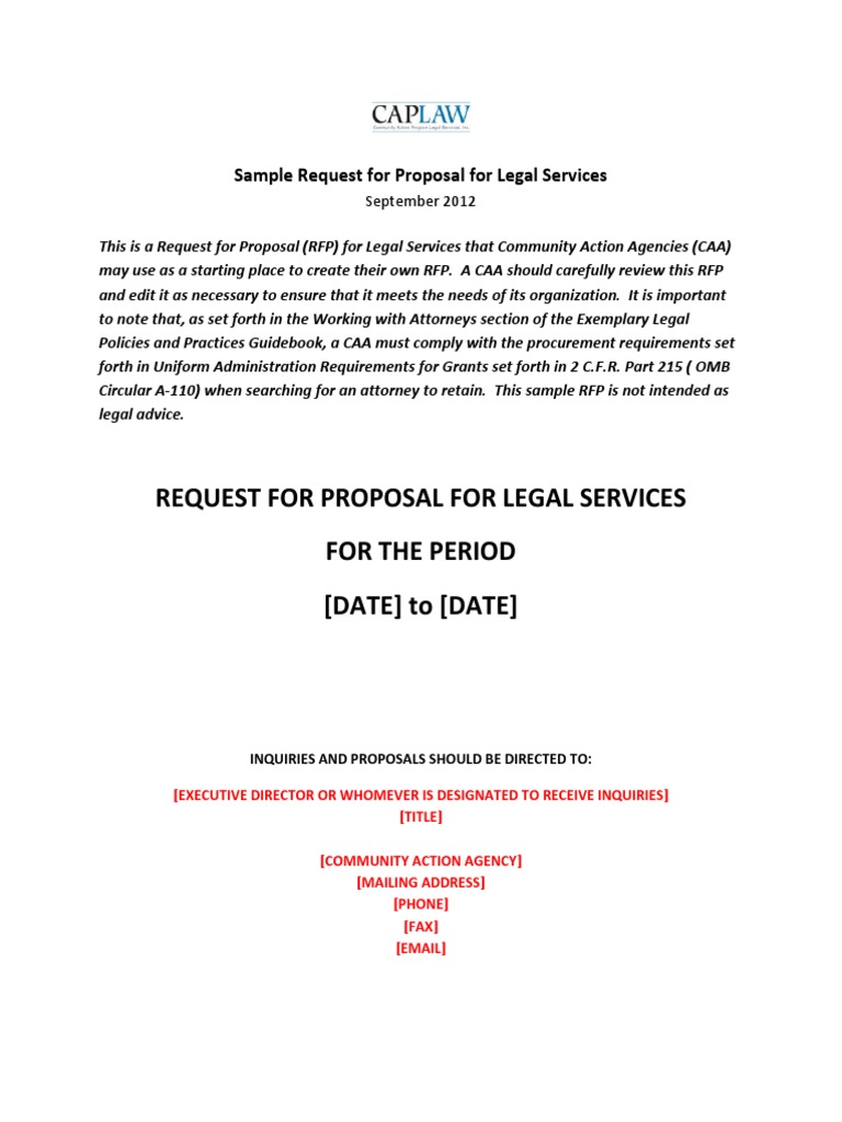 Sample RFP For Legal Services | PDF | Request For Proposal | Board Of ...