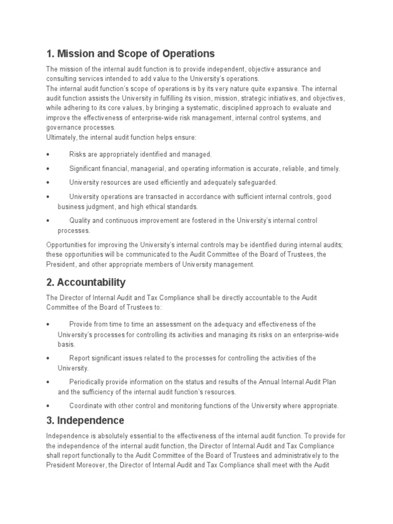 Internal Audit SOP.docx | Internal Audit | Audit