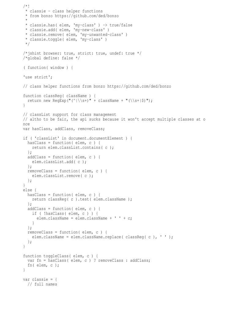 Classie - Class Helper Function | PDF