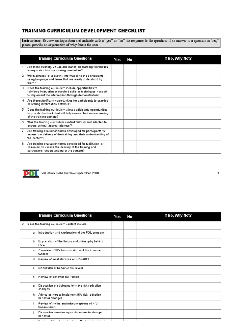 Ensuring an Effective Training Curriculum: A Comprehensive Evaluation ...