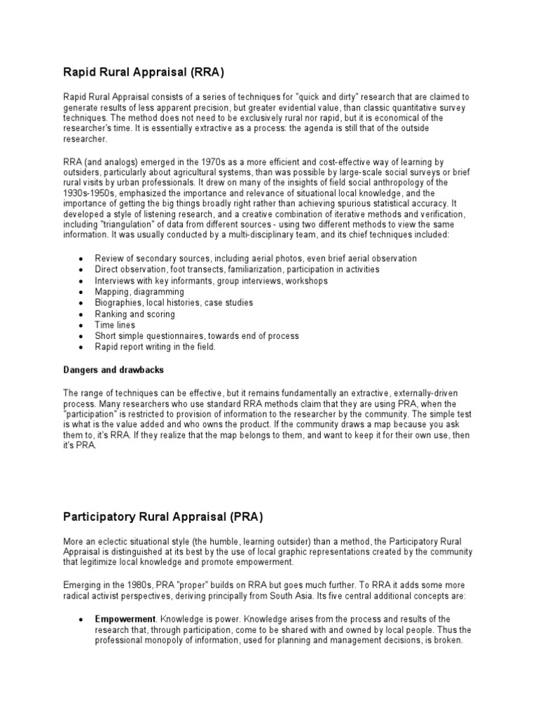 Rapid Rural Appraisal (RRA) | PDF
