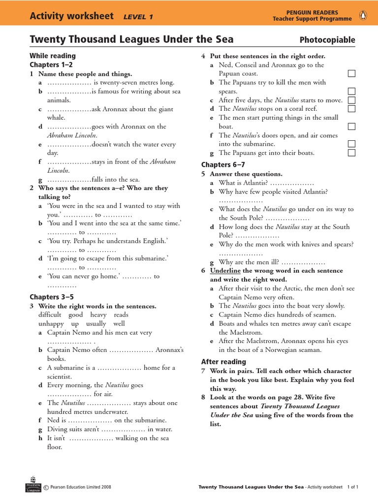 20 Thousand Leagues Under the Sea Test | Nautilus (Verne) | Twenty ...