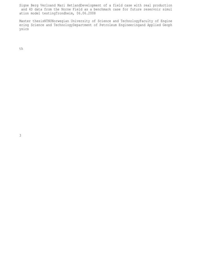 Norne Field Reservoir Simulation Benchmark | PDF | Scientific Modeling ...