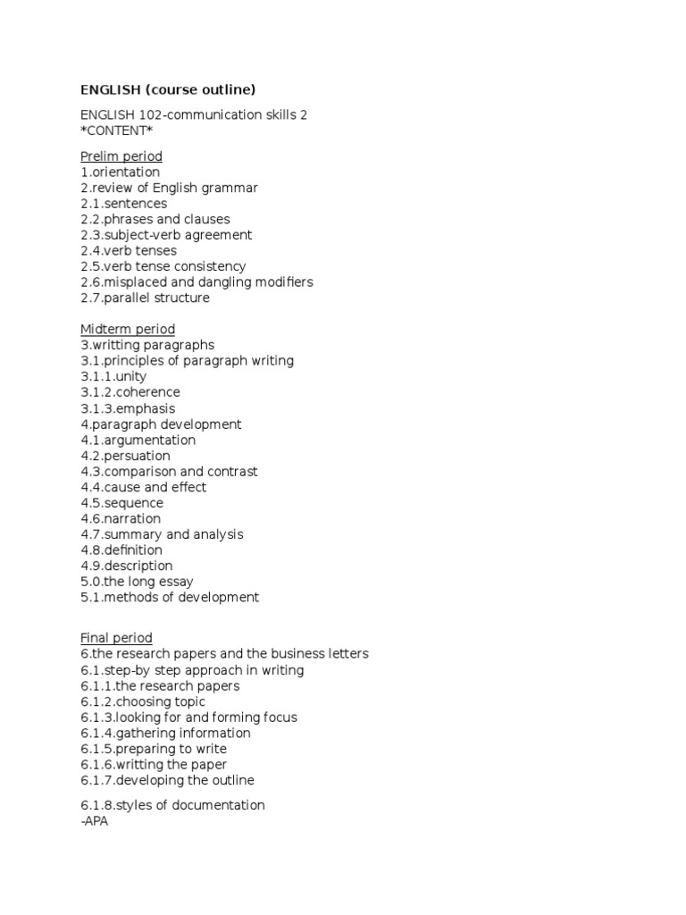 English 102 Course Outline | PDF
