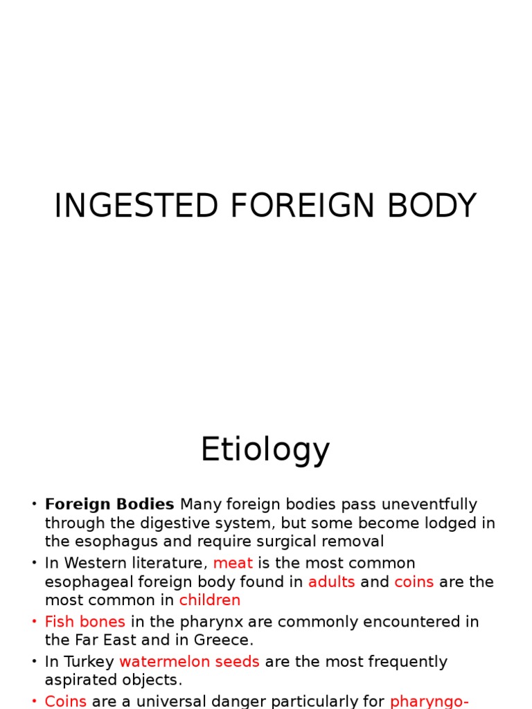 Ingested Foreign Body | PDF | Esophagus | Gastroenterology