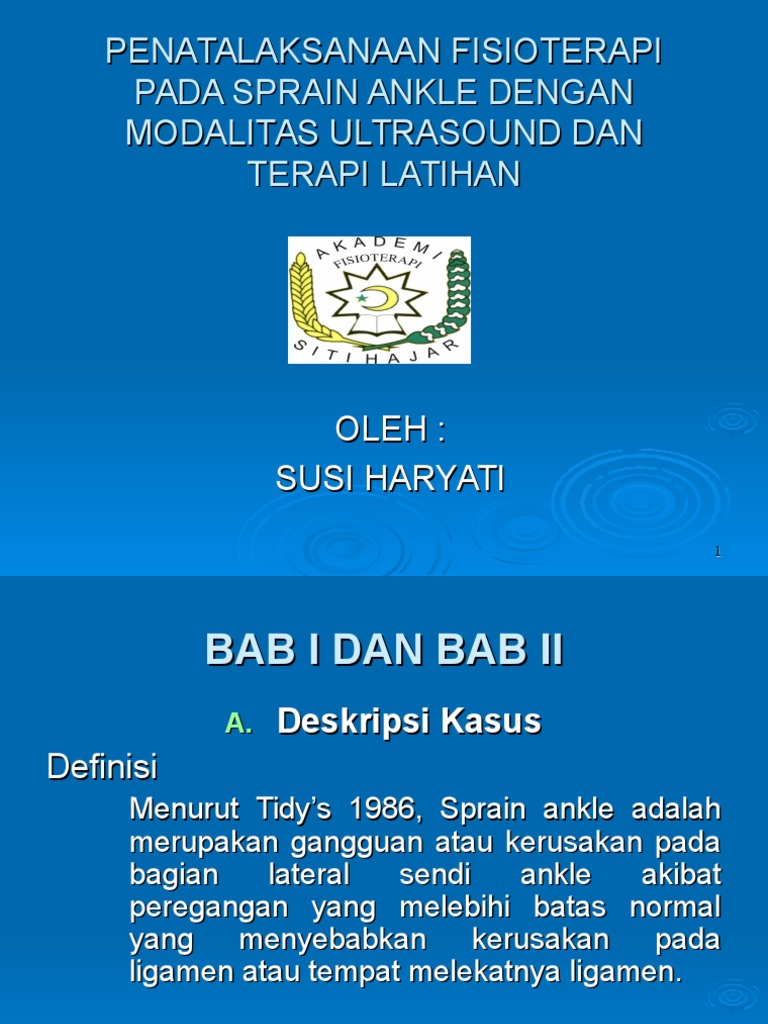 Penatalaksanaan Fisioterapi Pada Sprain Ankle Dengan Modalitas ...