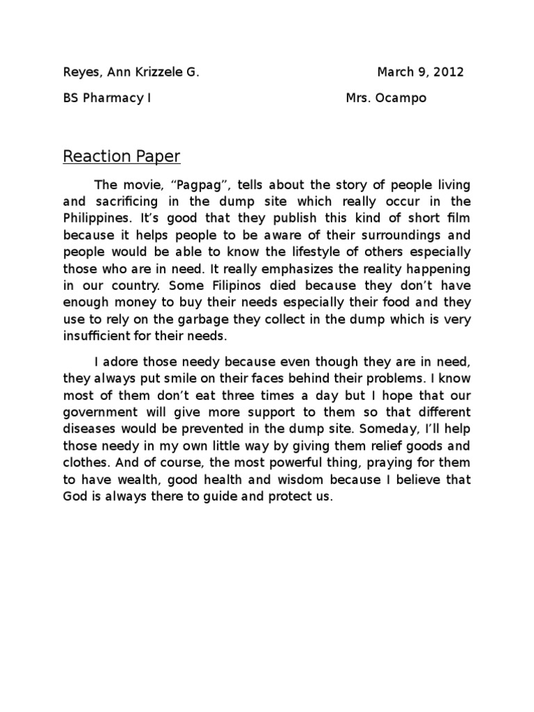 Reaction Paper | PDF