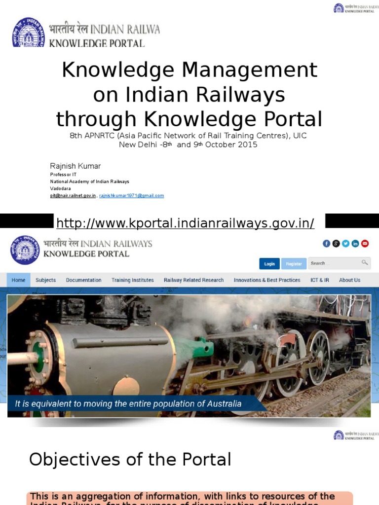 Knowledge Management On Indian Railways Through Knowledge Portal | PDF ...