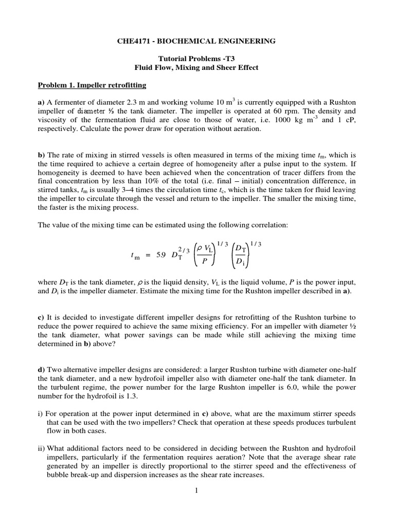 Tutorial 3 - Questions | PDF | Chemical Engineering | Applied And ...
