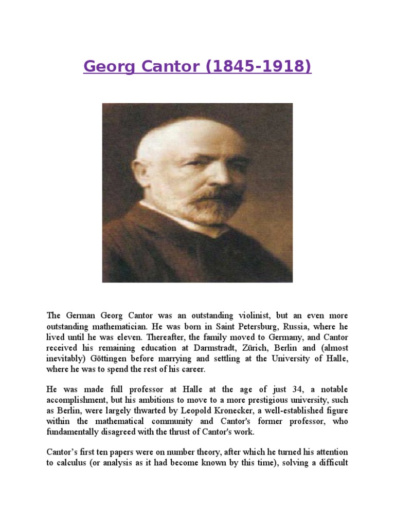 Georg Cantor | Infinity | Numbers | Free 30-day Trial | Scribd Georg Cantor | Infinity | Numbers | Free 30-day Trial | Scribd
