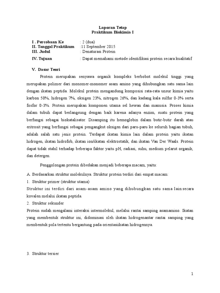 Denaturasi Protein | PDF