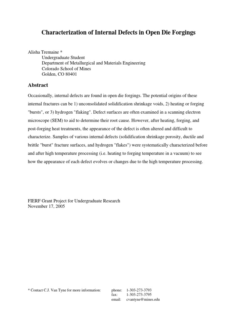 Characterization Internal Defects Open Die Forging | PDF | Forging ...