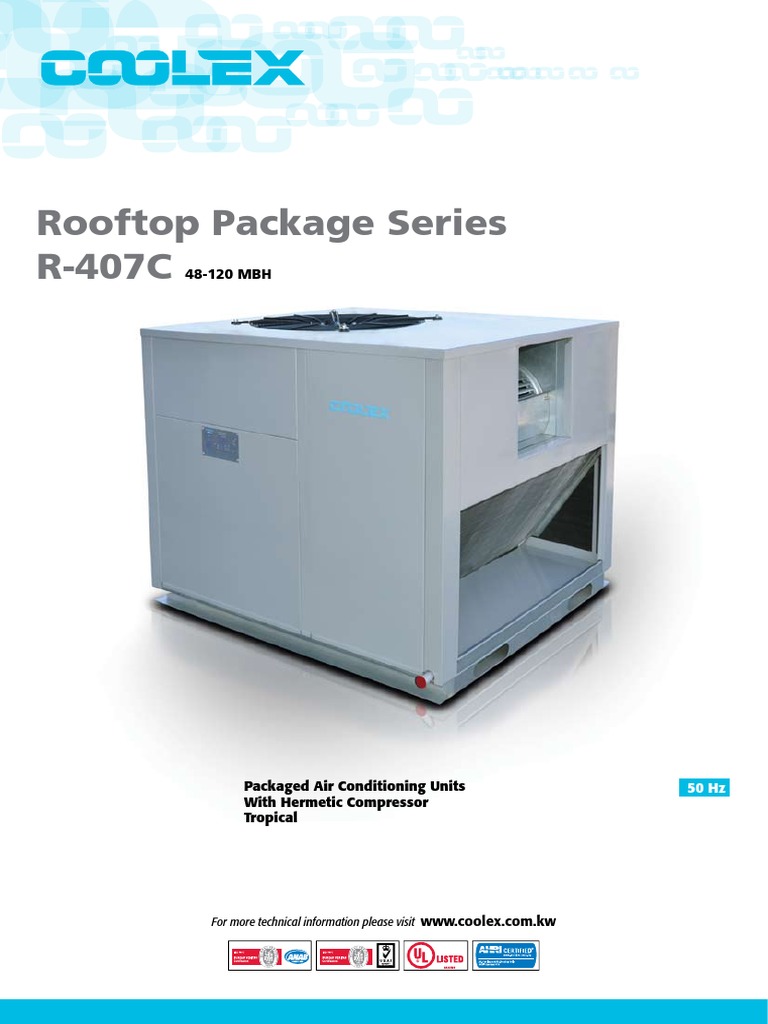 Coolex Rooftop Package 48120 R 407 C | PDF | Air Conditioning ...