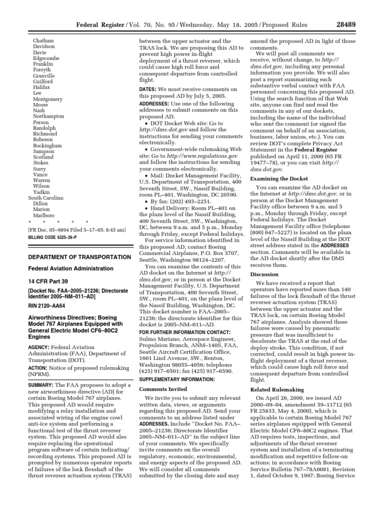 Proposed Rule: Airworthiness Directives: Boeing | PDF | Federal ...