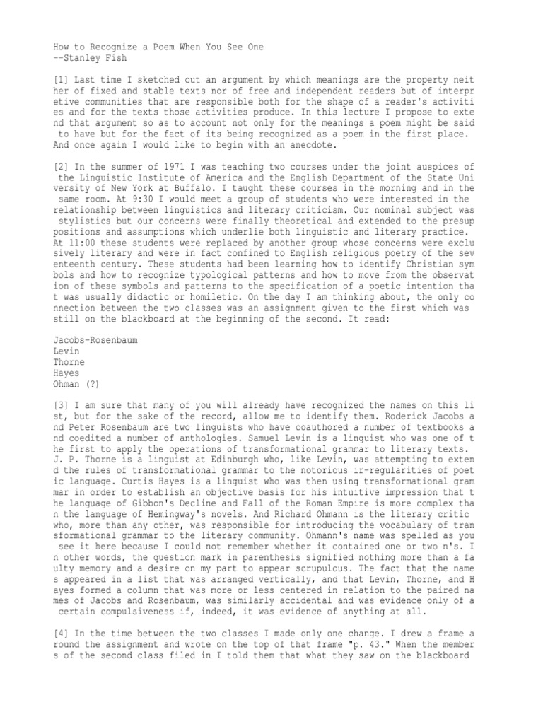 Interpretive Communities & Poems | PDF | Self | Poetry