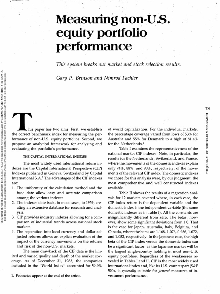 Brinson Fachler 1985 Multi Currency Pa Download Free Pdf Investor