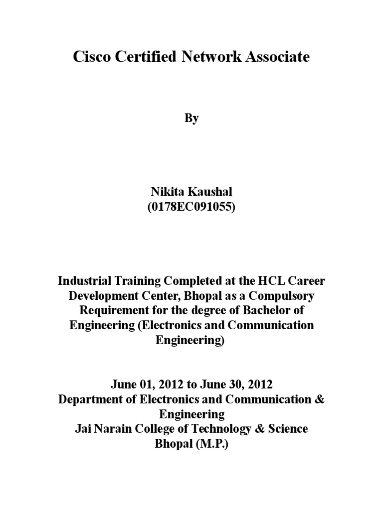 CCNA Training Report | PDF | Internet Protocol Suite | Computer Network