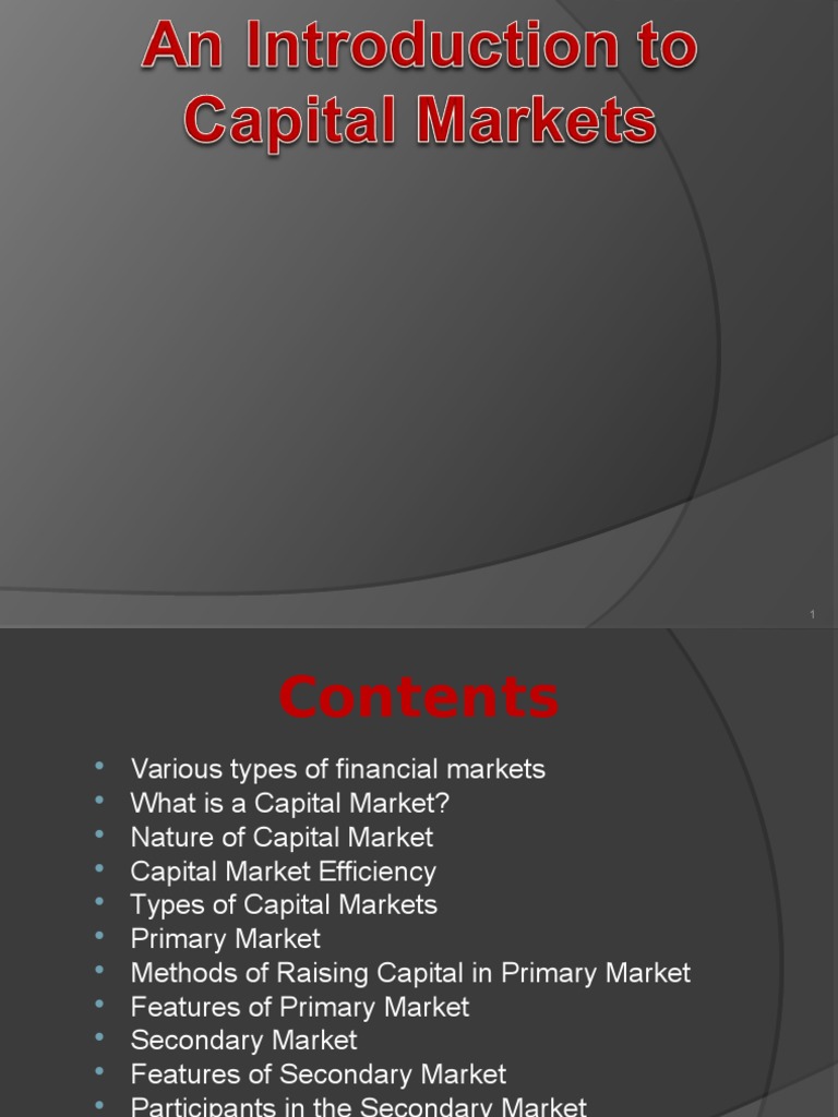 Introduction To Capital Market | PDF | Financial Markets | Secondary Market