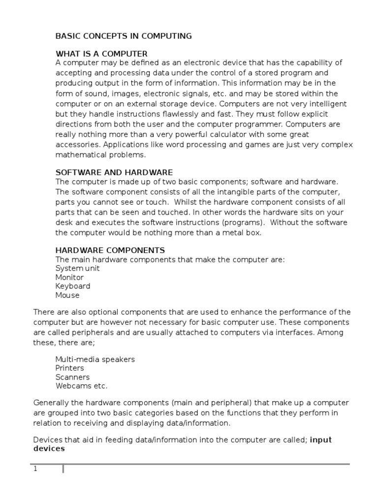 Basic Guide to Computers | PDF | Computer Hardware | Spreadsheet