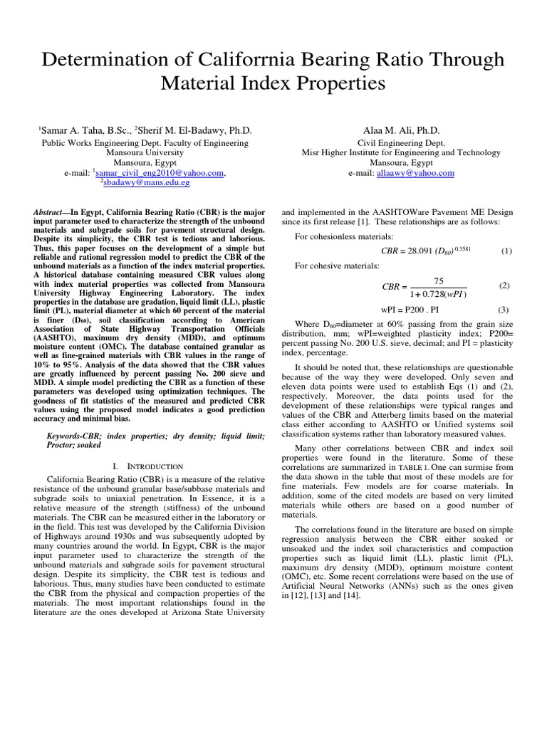 CBR-Index Soil Properties | PDF | Standard Error | Analysis Of Variance