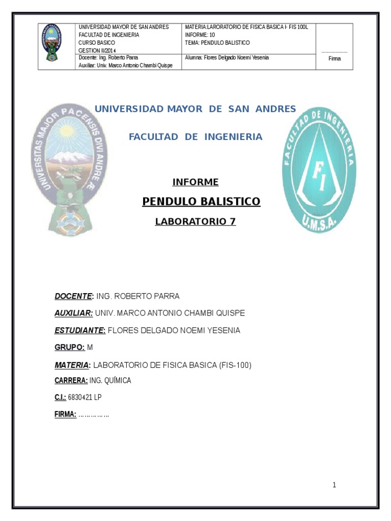 Péndulo Balístico: Energía y Movimiento | PDF | Péndulo | Movimiento ...