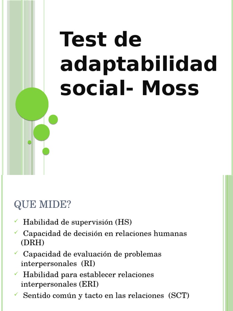 Test de Adaptabilidad Social Moss | PDF