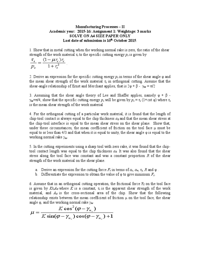 Assignments 15 16 | PDF | Shear Stress | Heat
