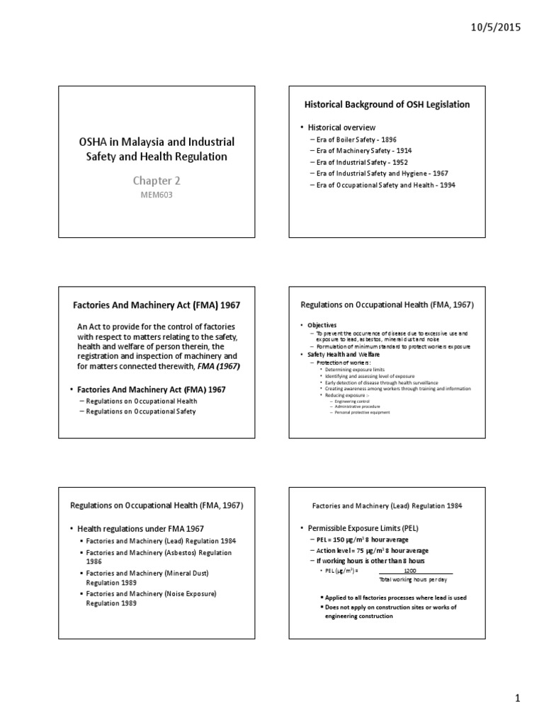 Malaysia OSH Legislation Overview | PDF | Noise | Occupational Safety ...