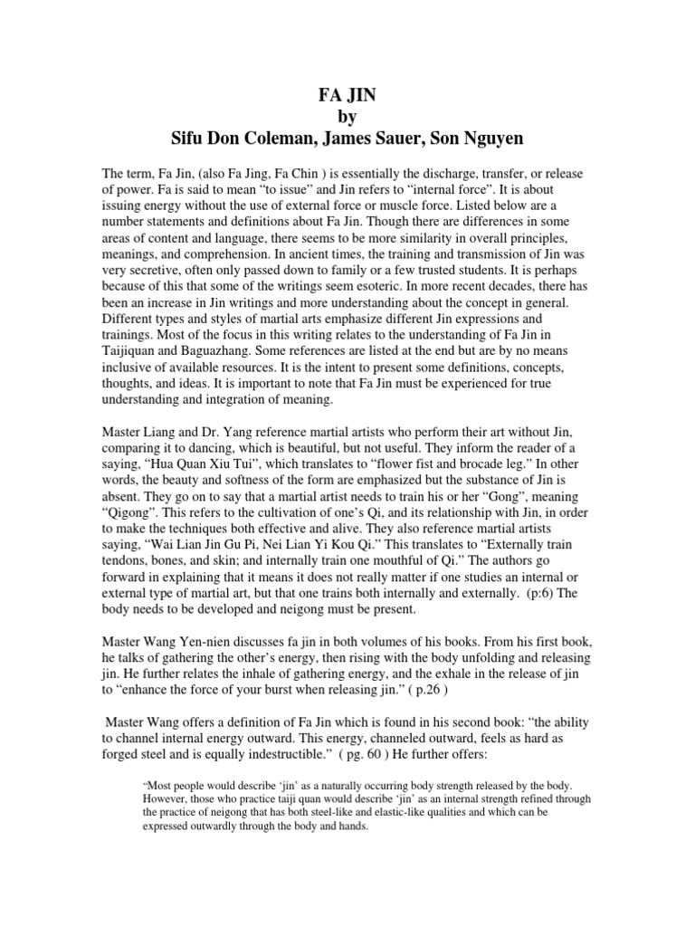 Fa Jin | PDF | East Asian Martial Arts | Traditional Chinese Medicine
