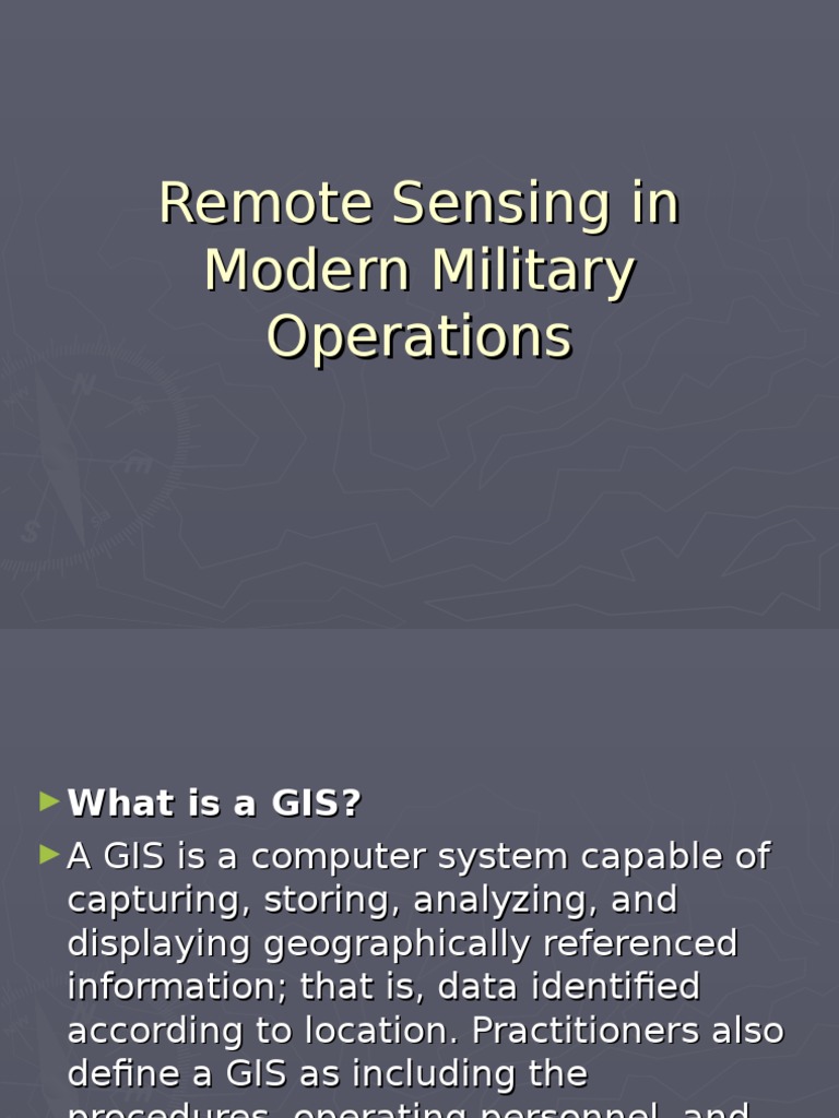 Remote Sensing in Modern Military Operations | PDF | Geographic ...