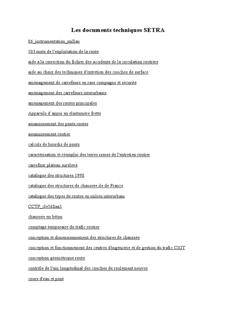 Les Documents Techniques SETRA | PDF | Route | Pont