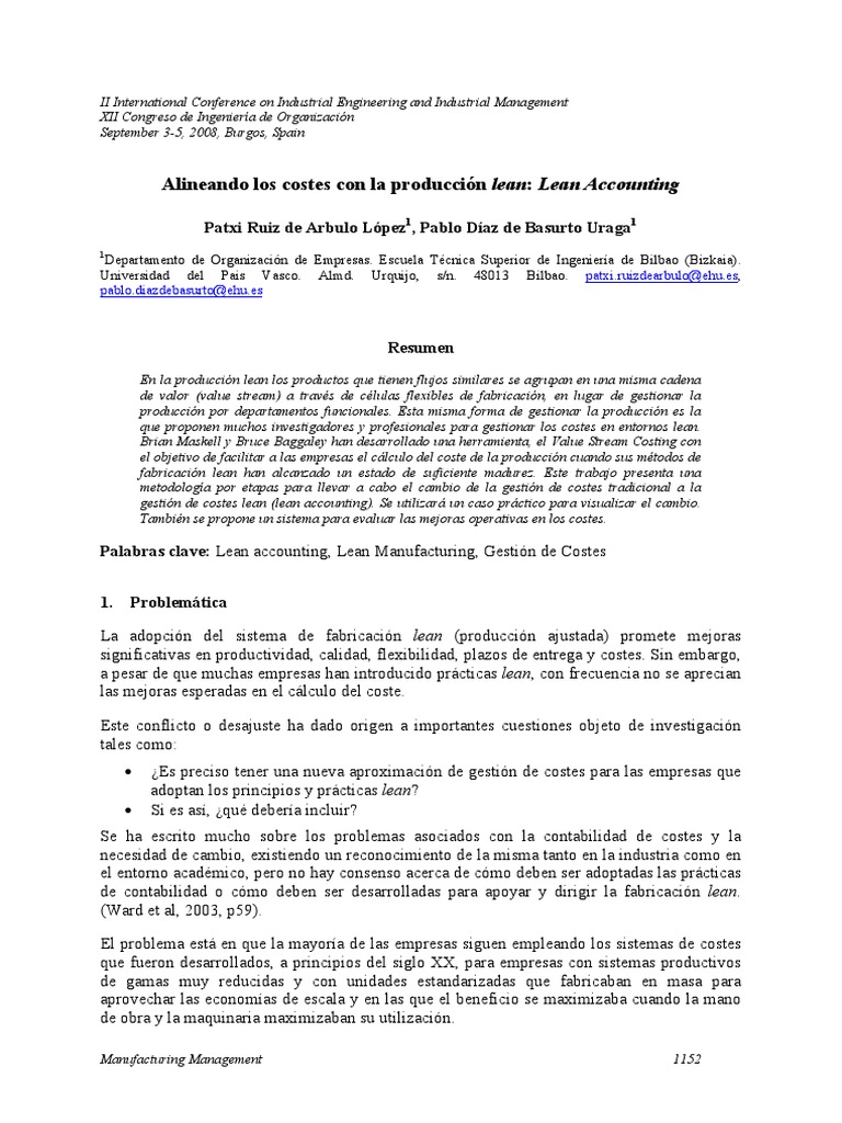 Metodología para Lean Accounting | PDF | Cadena de valor | Calidad ...
