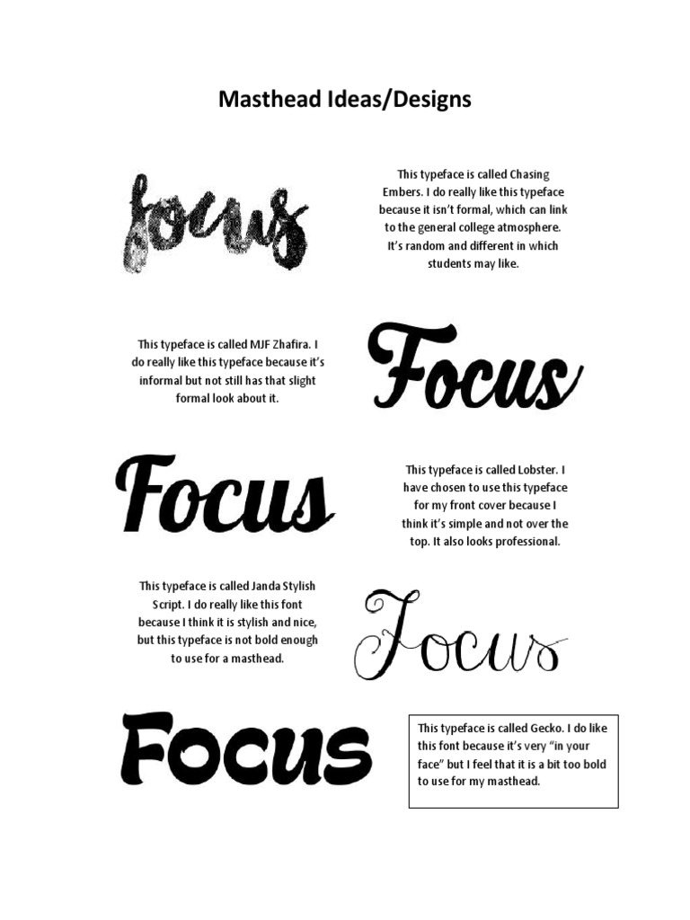 Masthead Designs | PDF