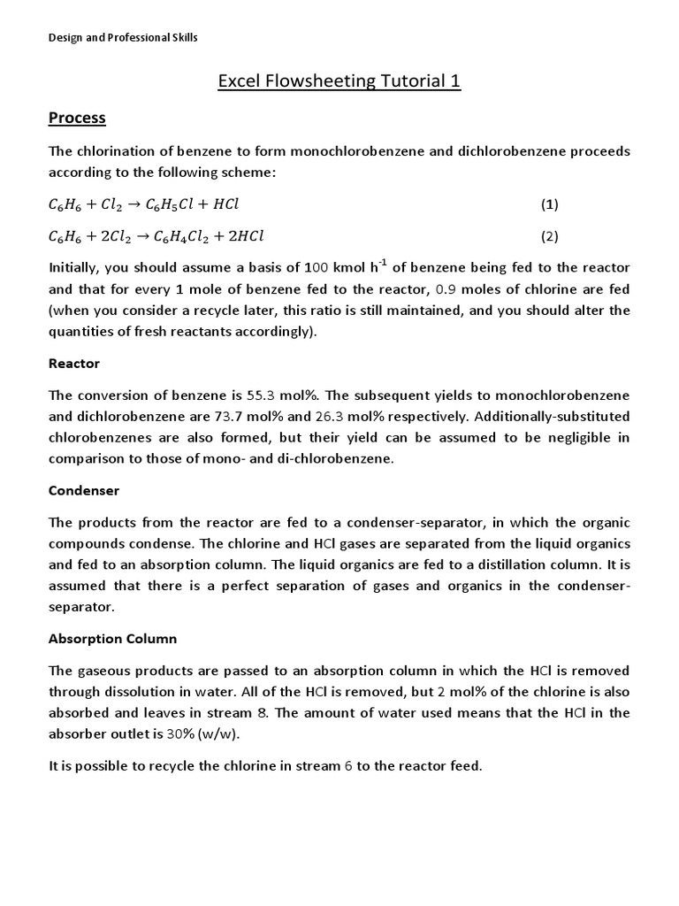 Excel Flowsheeting Tutorial | PDF | Mole (Unit) | Chemical Reactor
