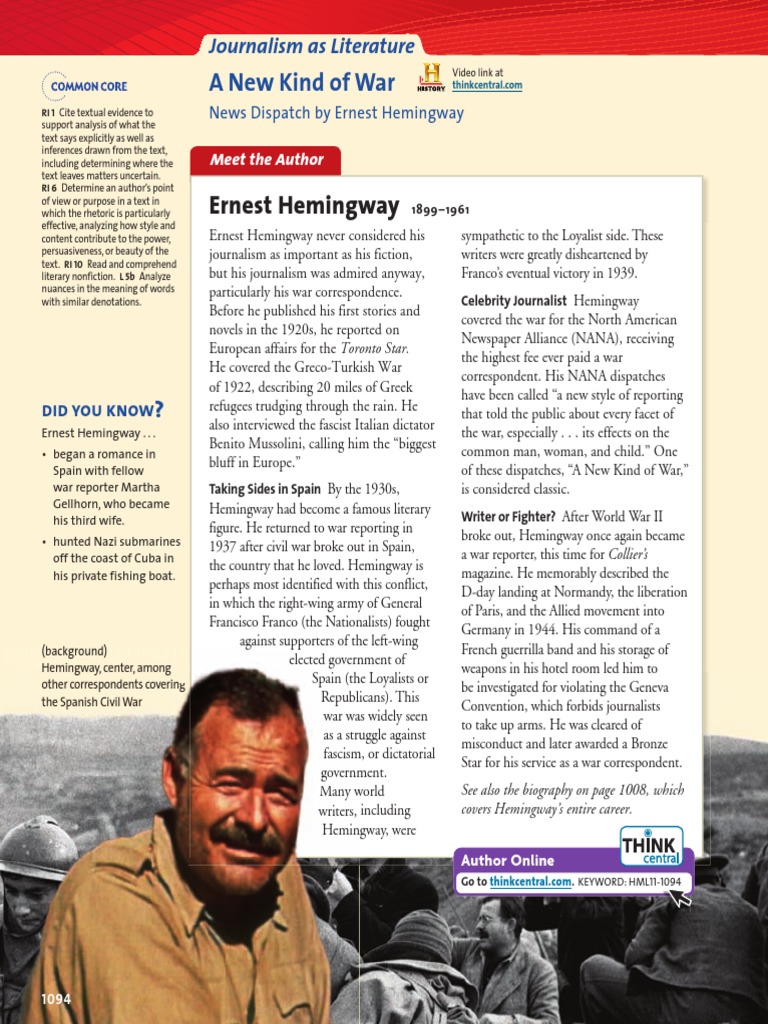 A New Kind of War | Ernest Hemingway | Narration